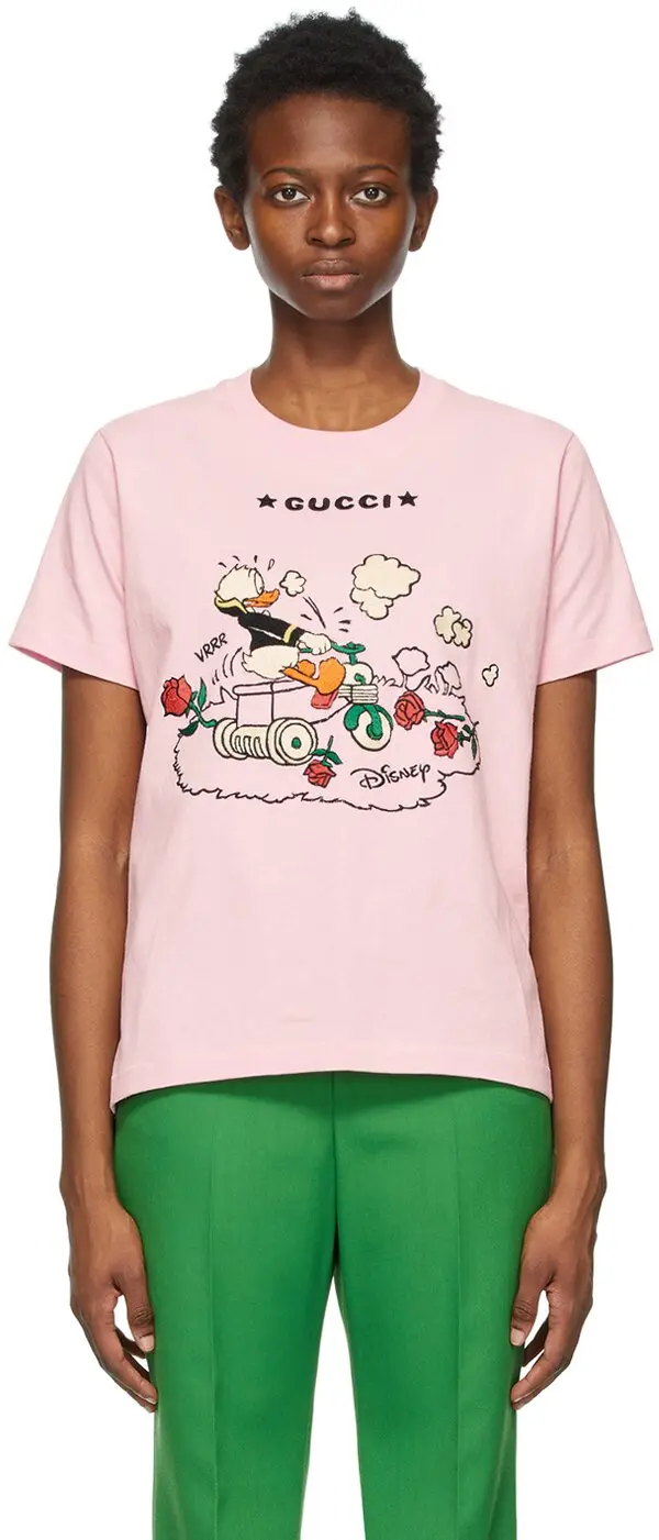 Gucci Pink Disney Edition Garden Donald Duck T-Shirt - 5358 Pink